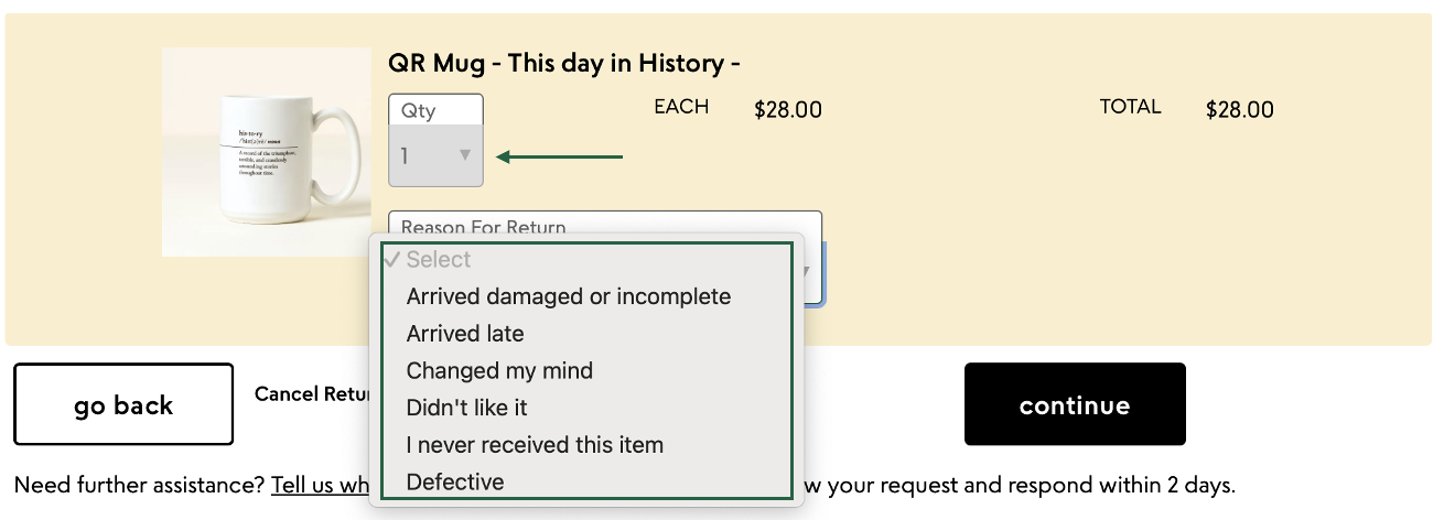 Return instructions – Uncommon Goods Support